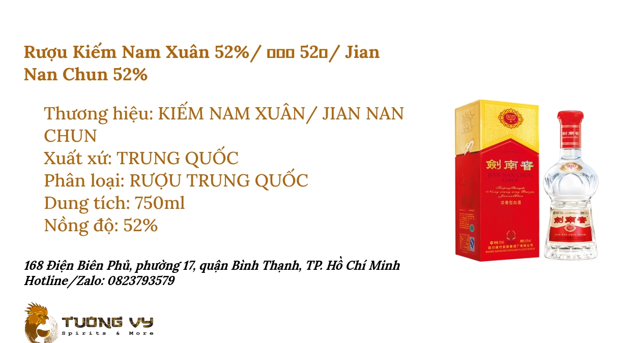 Rượu Kiếm Nam Xuân 52%/ 剑南春 52度/ Jian Nan Chun 52%