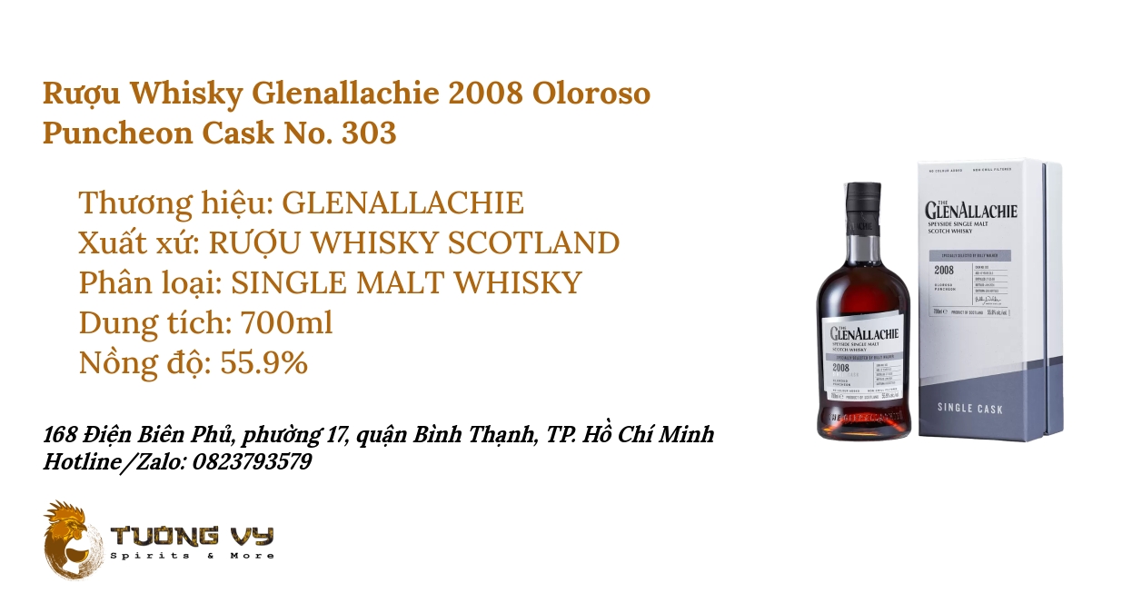 Glenallachie 2008 Oloroso Puncheon Cask No. 303 - Rượu Tường Vy