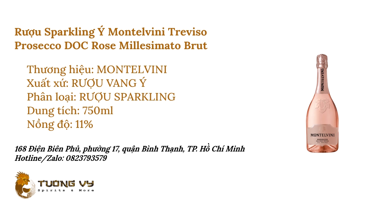 Sparkling Ý Montelvini Treviso Prosecco DOC Rose Millesimato Brut