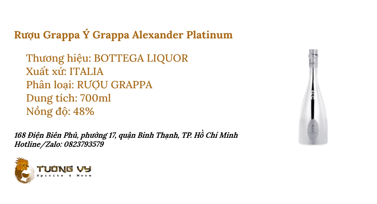 Grappa Alexander Platinum - Rượu Tường Vy