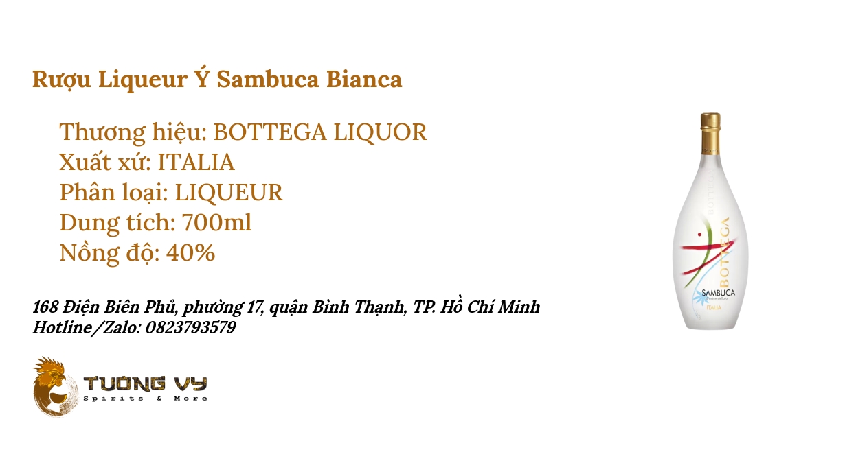 Liqueur Sambuca Bianca - Rượu Tường Vy