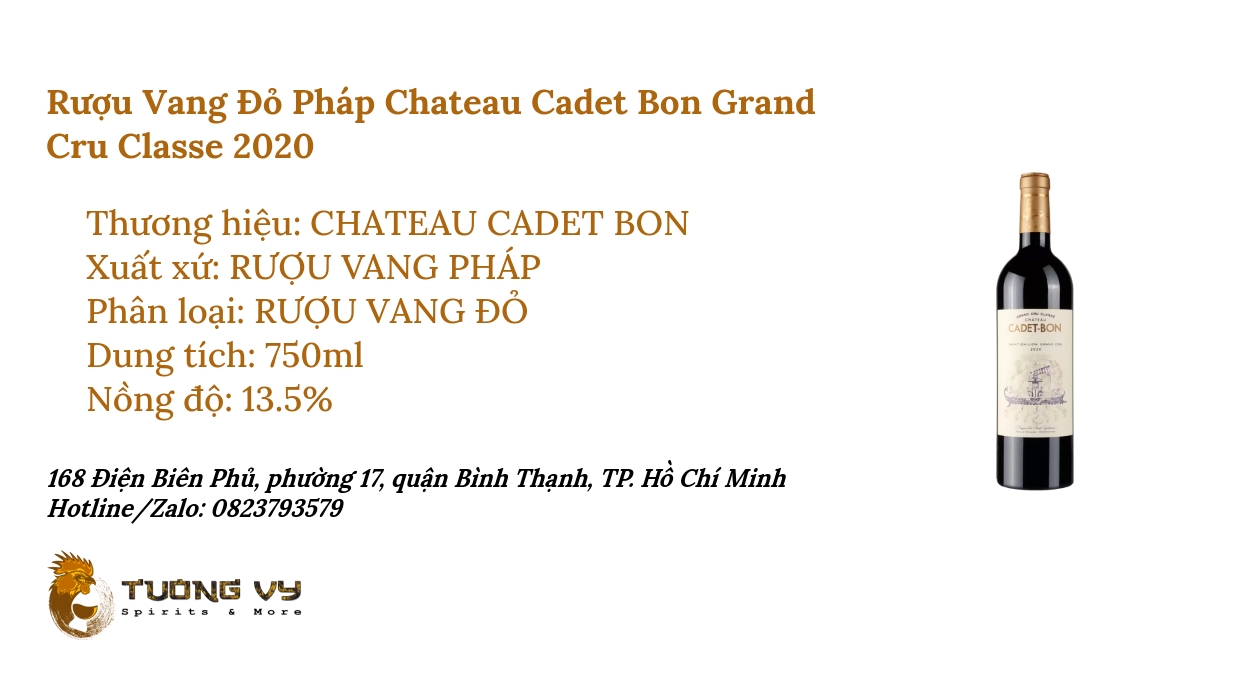 Chateau Cadet Bon Gran Cru Classe 2020 - Rượu Tường Vy