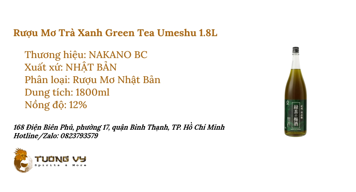 Rượu Mơ Trà Xanh Green Tea Umeshu 1.8L - Rượu Tường Vy