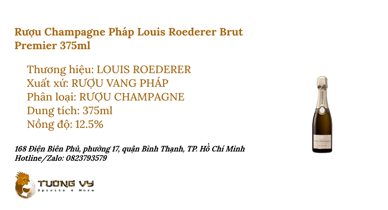 Champagne Louis Roederer Brut Premier 375ml | Rượu Tường Vy