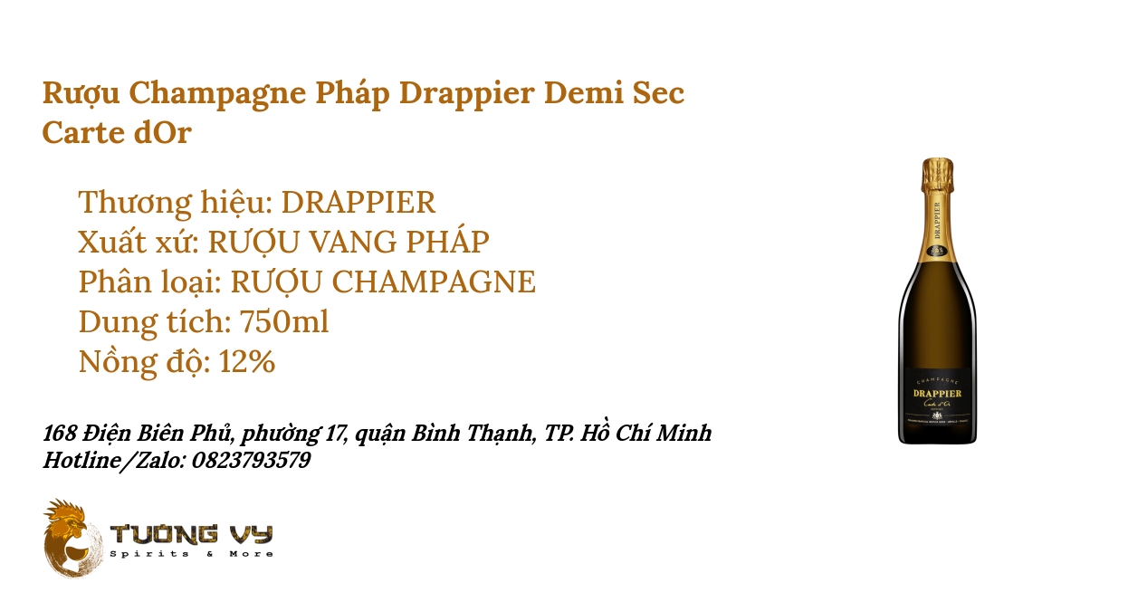 Champagne Pháp Drappier Demi Sec Carte dOr | Rượu Tường Vy