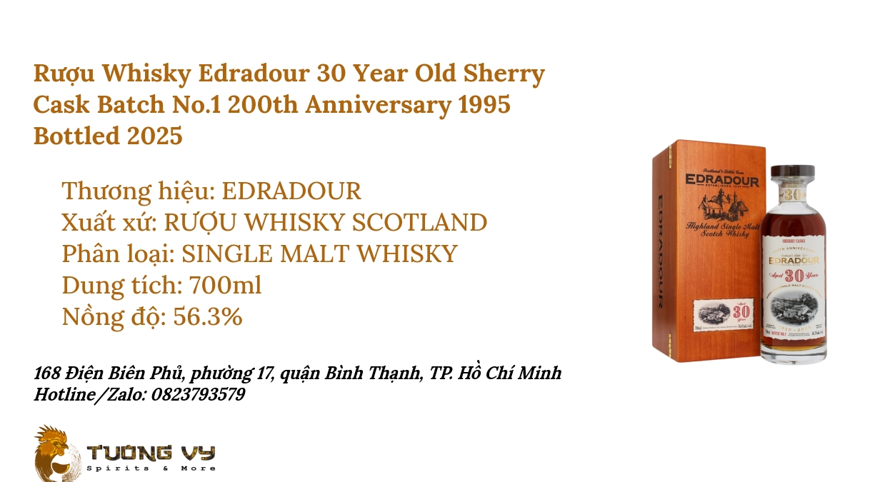 Edradour 30 Year Old 200th Anniversary 1995 Batch No.1 - Rượu Tường Vy