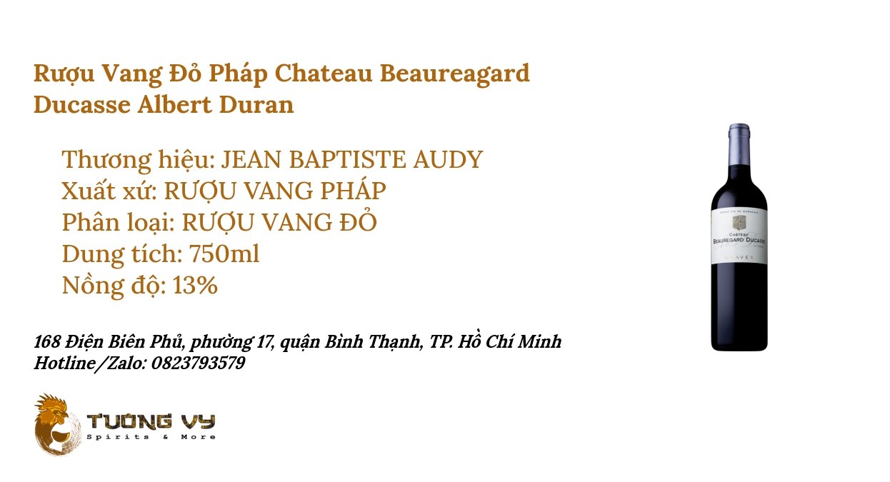 Rượu Vang Đỏ Pháp Chateau Beauregard Ducasse Albert Duran - Rượu Tường Vy