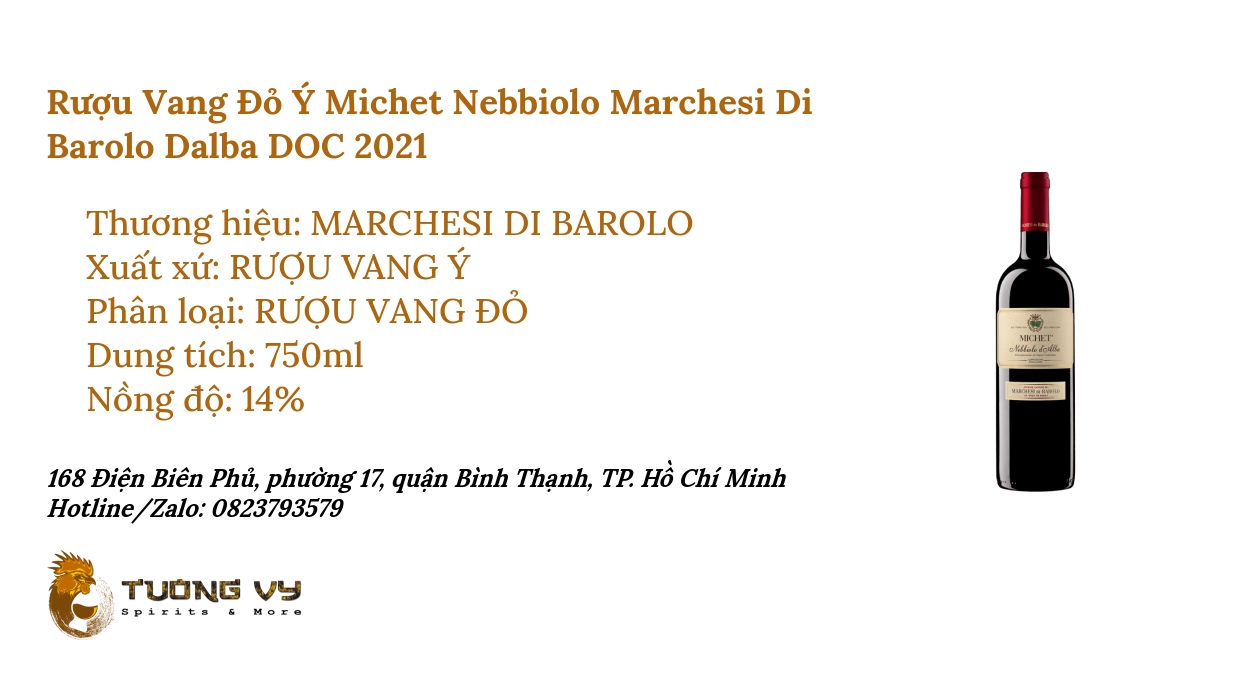 Vang Đỏ Ý Michet Nebbiolo Marchesi Di Barolo Dalba DOC 2021 - Rượu Tường Vy
