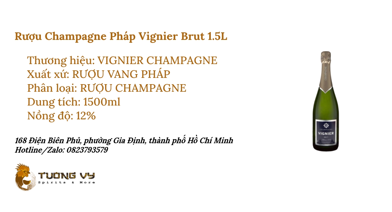 Rượu Champagne Pháp Vignier Brut 1.5L Tinh Khiết - Rượu Tường Vy
